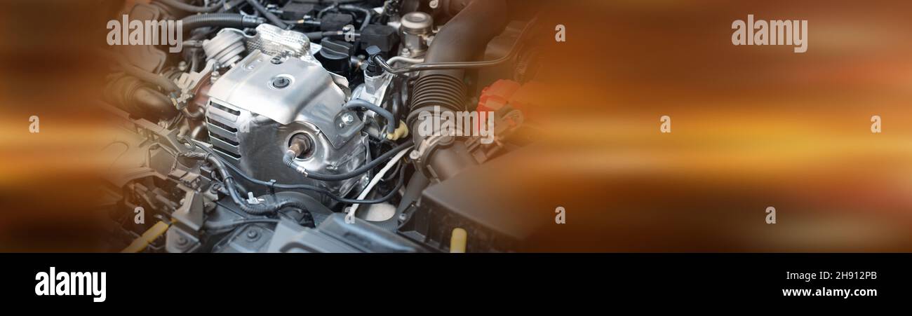 View of clean engine compartment Stock Photo - Alamy