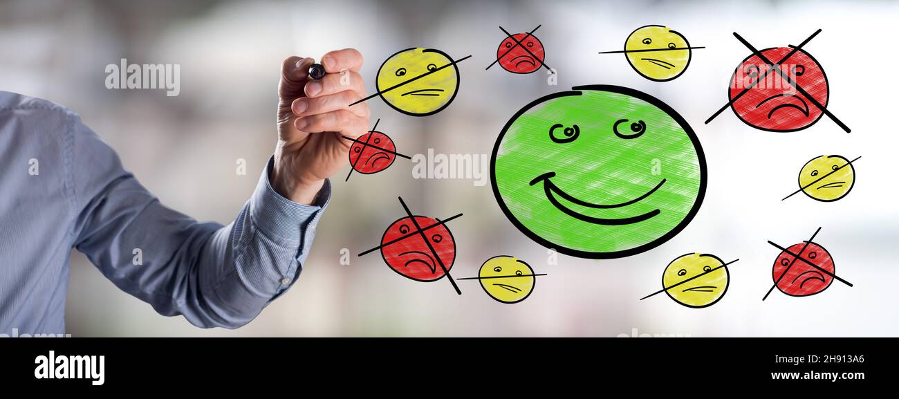 Man drawing a customer satisfaction concept Stock Photo - Alamy