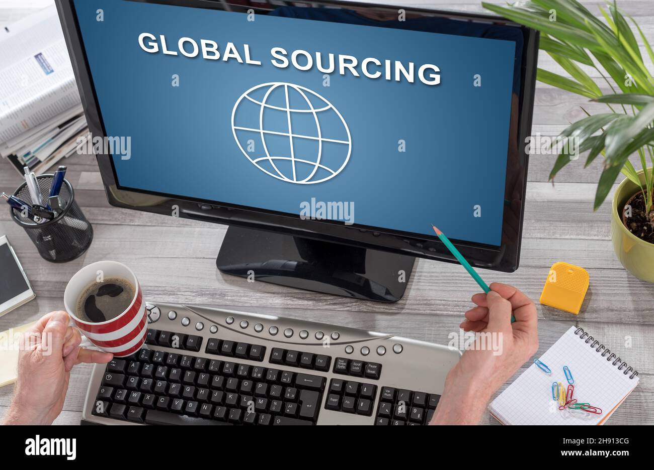 Global sourcing concept on a computer screen Stock Photo - Alamy