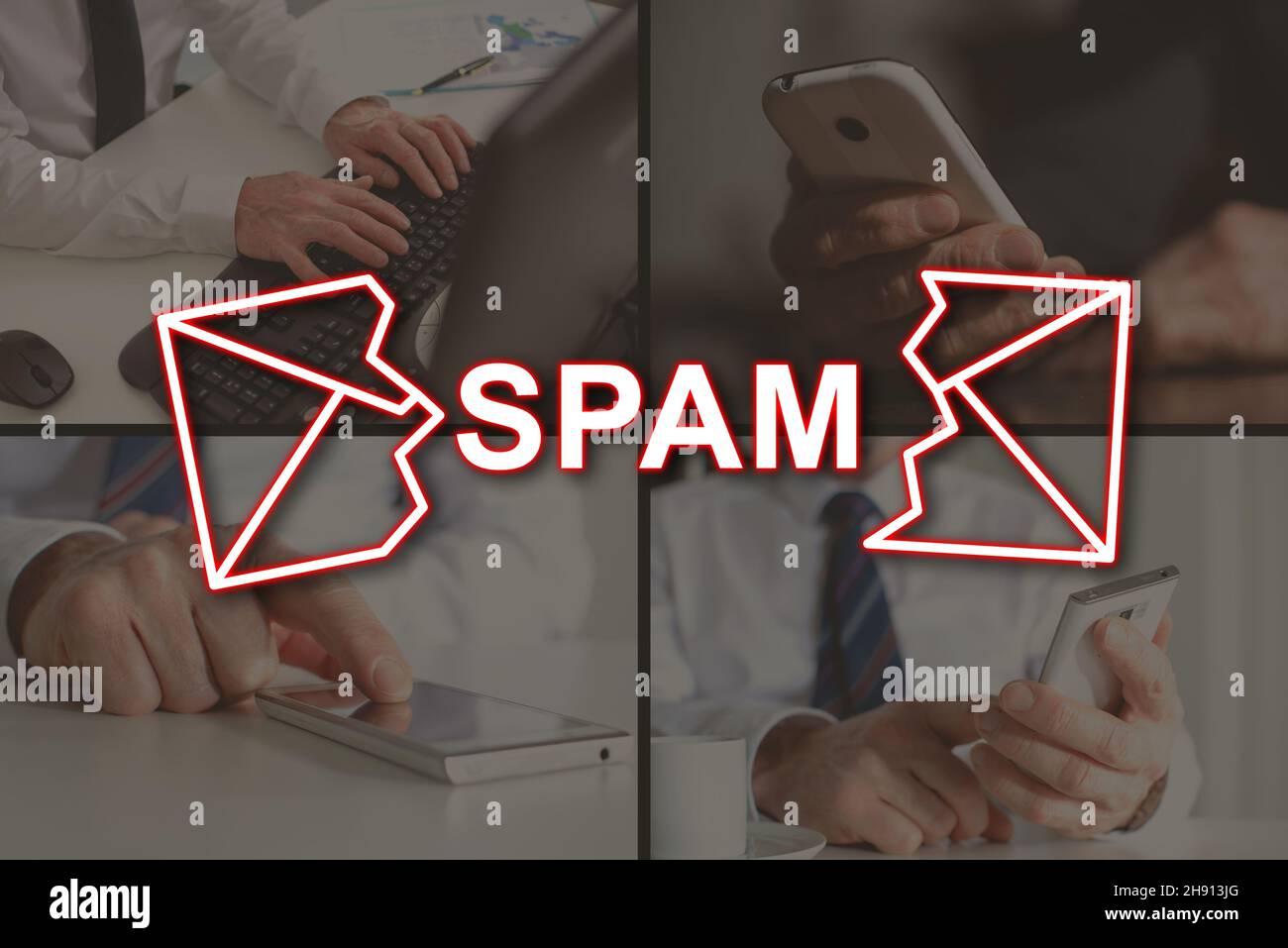 Spam concept illustrated by pictures on background Stock Photo - Alamy
