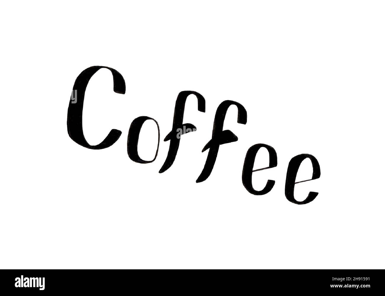 Hand lettering illustration about coffee. Coffee time: words and cups ...
