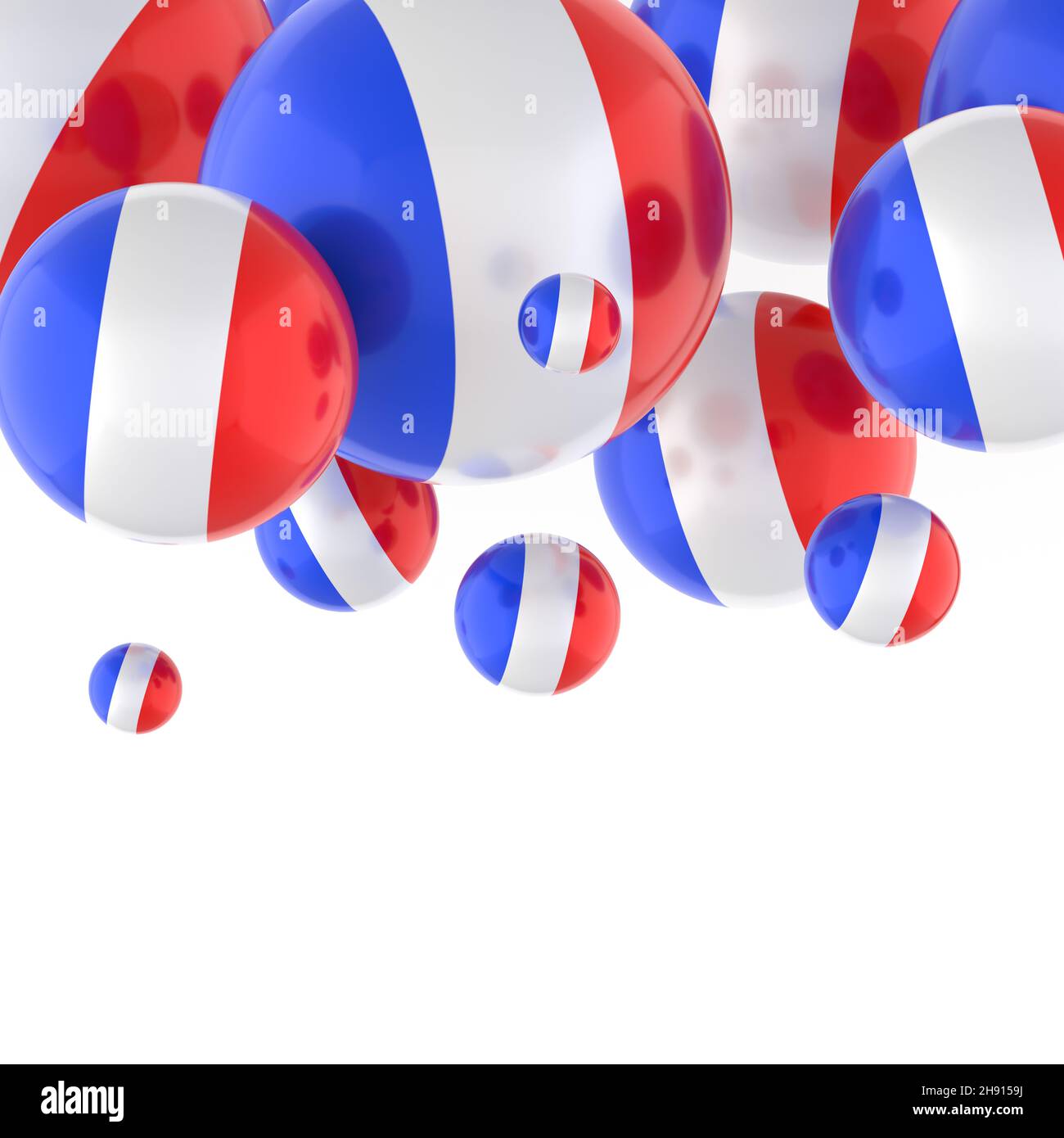 French flag on balloons. Festive illustration of the flag of France. 3D ...