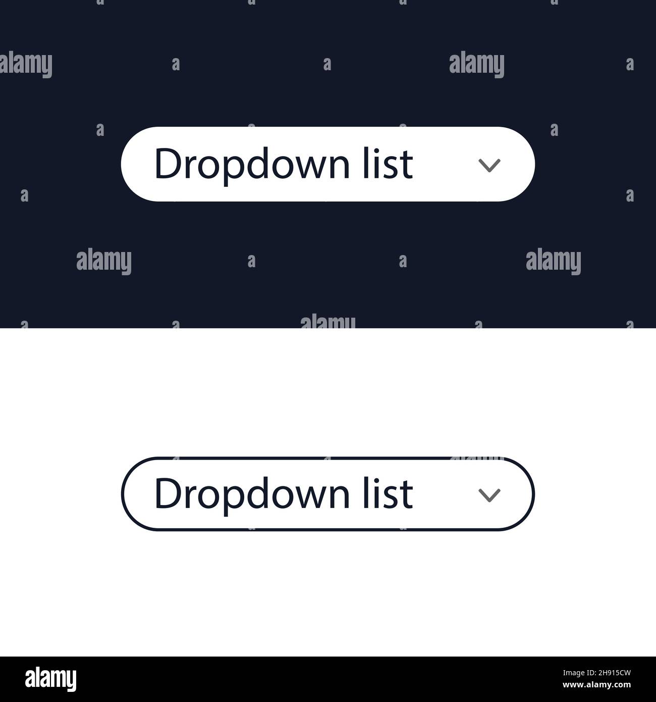 Drop-down list for the website. User interface for the website and ...