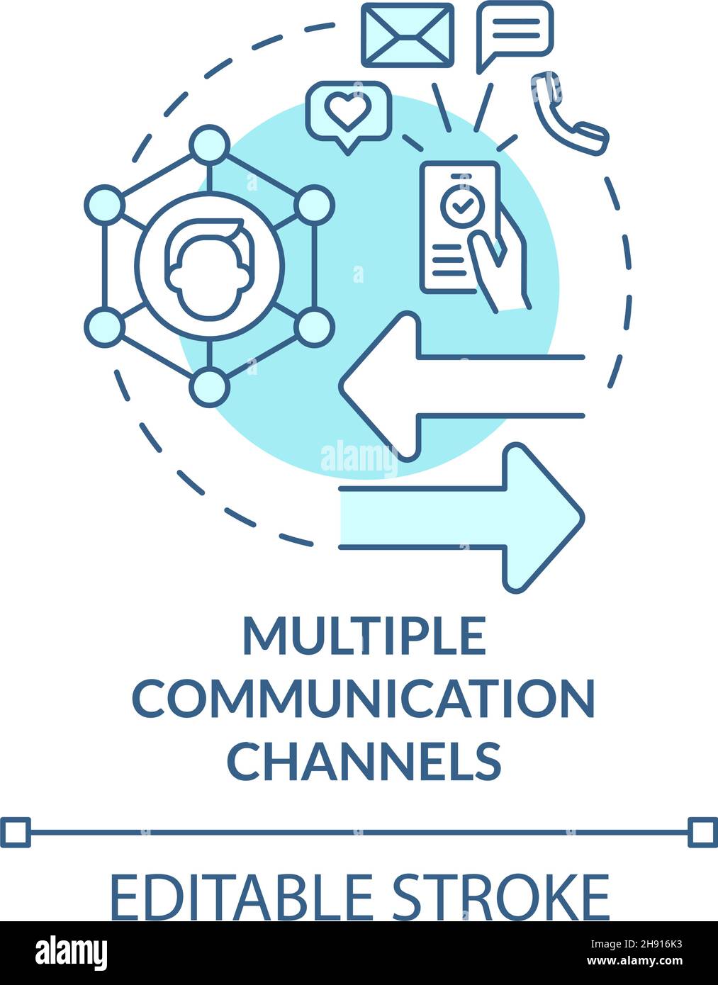 Multiple communication channels blue concept icon Stock Vector Image ...