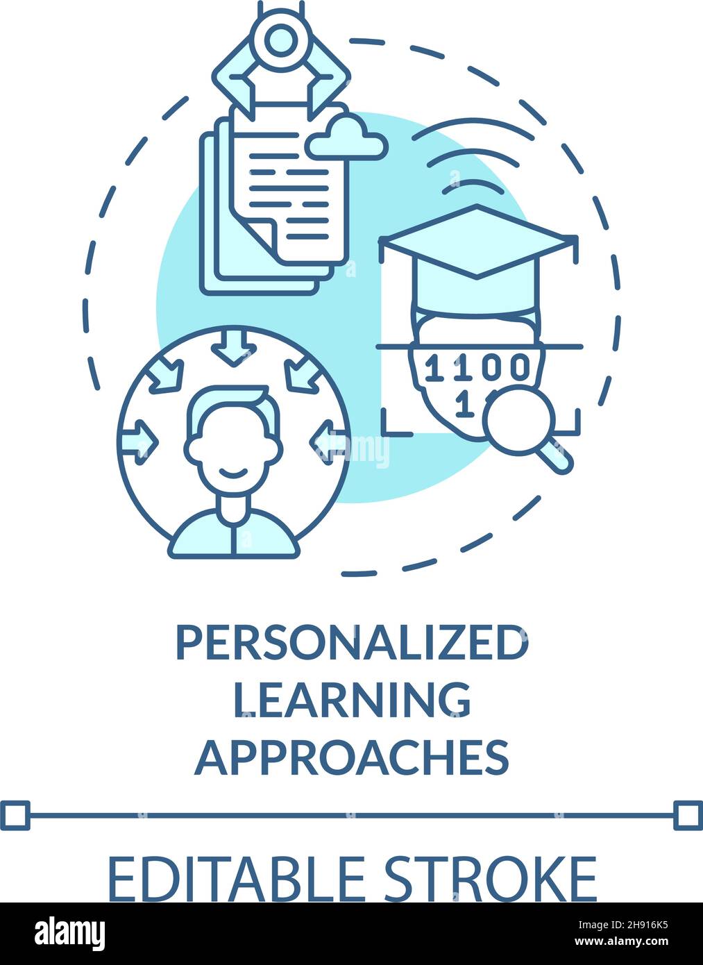 Personalized learning approaches blue concept icon Stock Vector Image ...