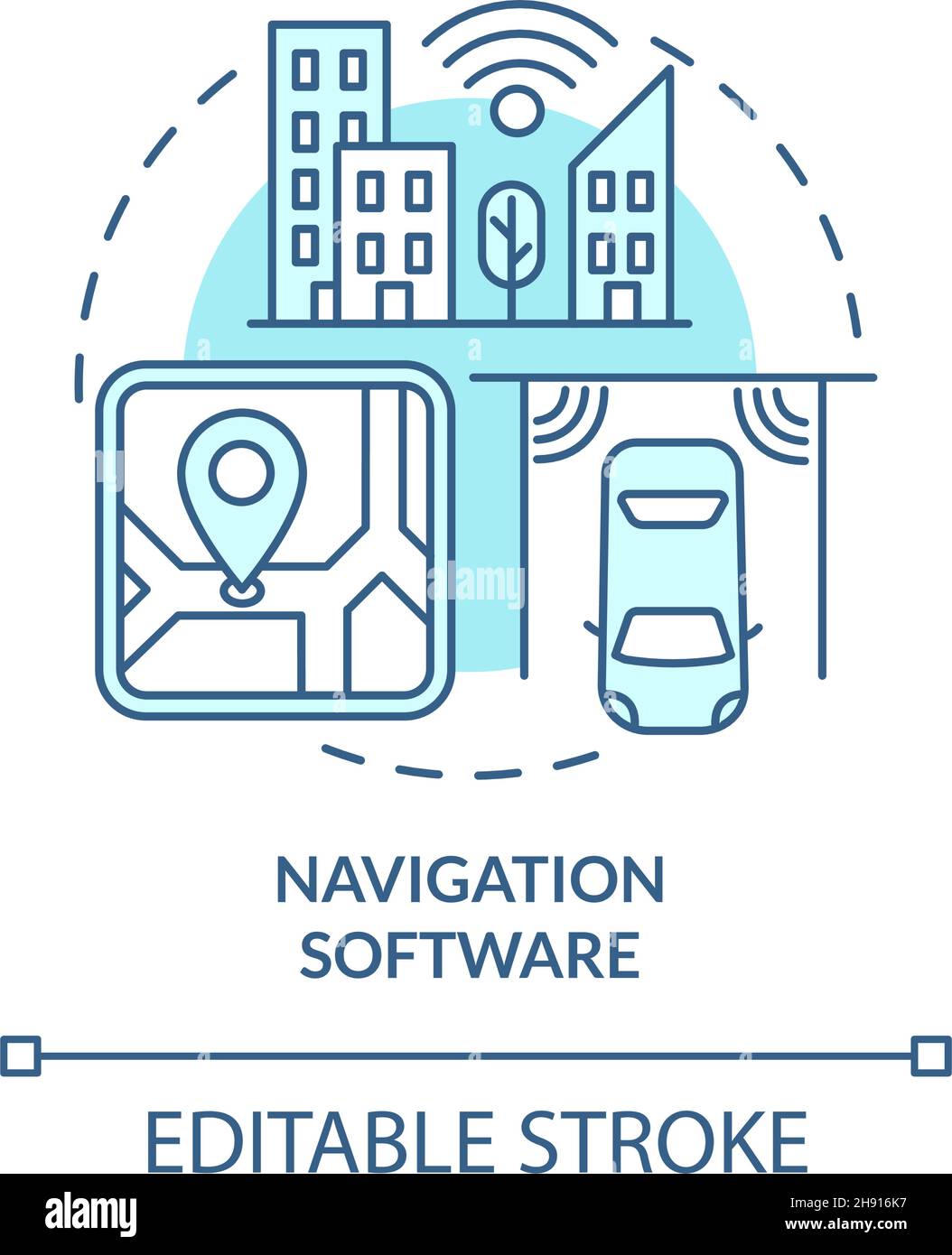 Navigation software blue concept icon Stock Vector Image & Art - Alamy