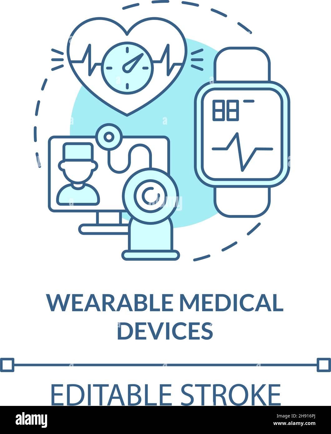 Wearable medical devices blue concept icon Stock Vector Image & Art - Alamy