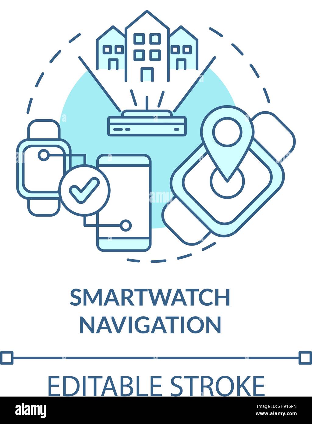 Smartwatch navigation blue concept icon Stock Vector Image & Art - Alamy