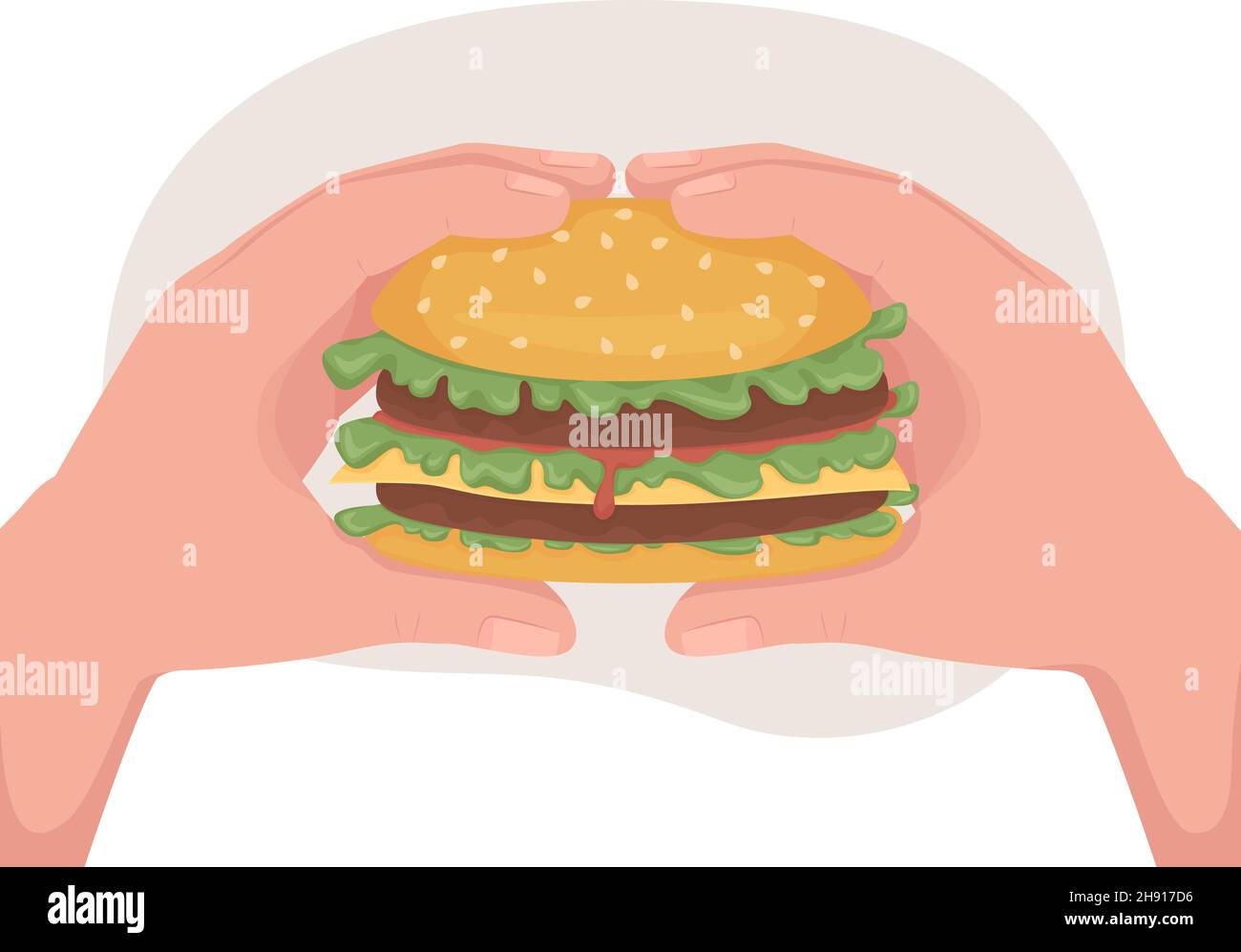 Fast food hamburger 2D vector isolated illustration Stock Vector Image ...