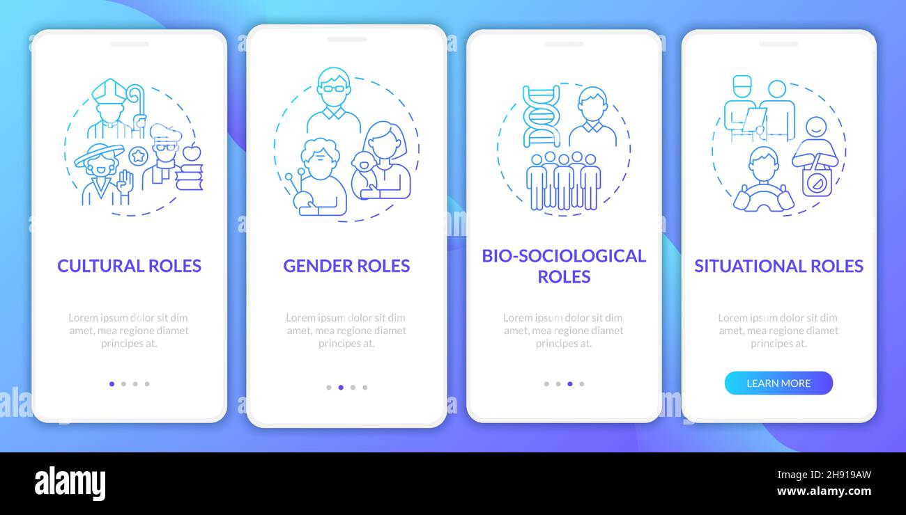 Community roles blue gradient onboarding mobile app page screen Stock ...