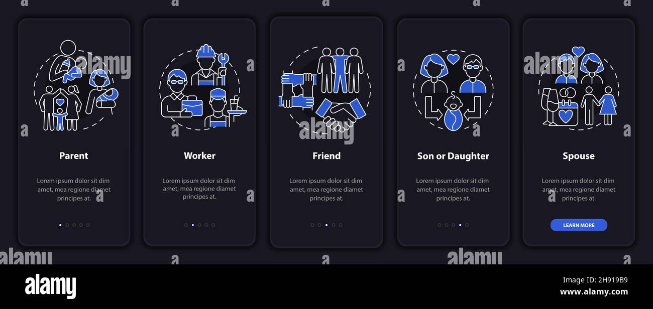 Social position example onboarding mobile app page screen Stock Vector ...