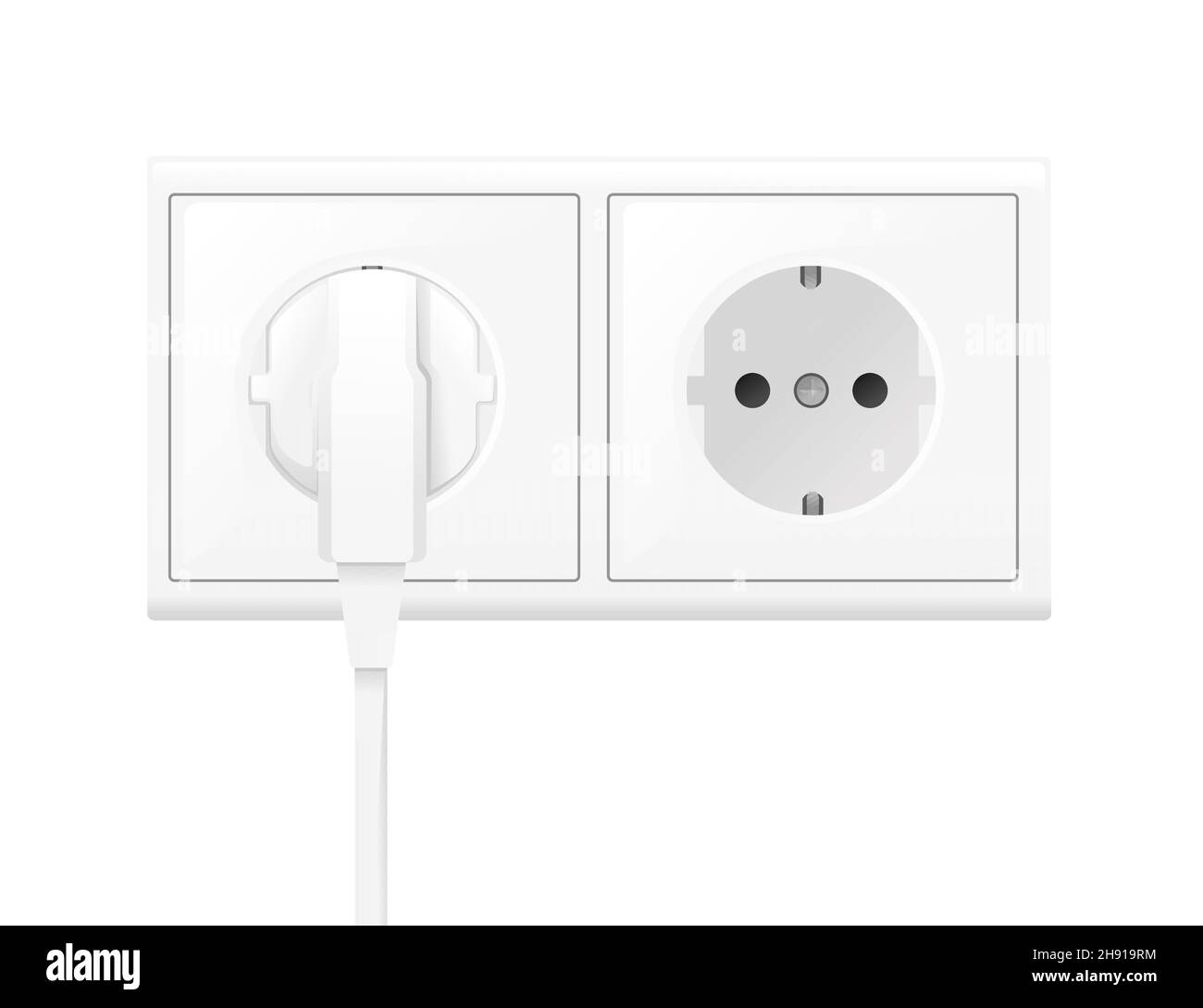 White power plug and socket european type of plug C vector illustration ...