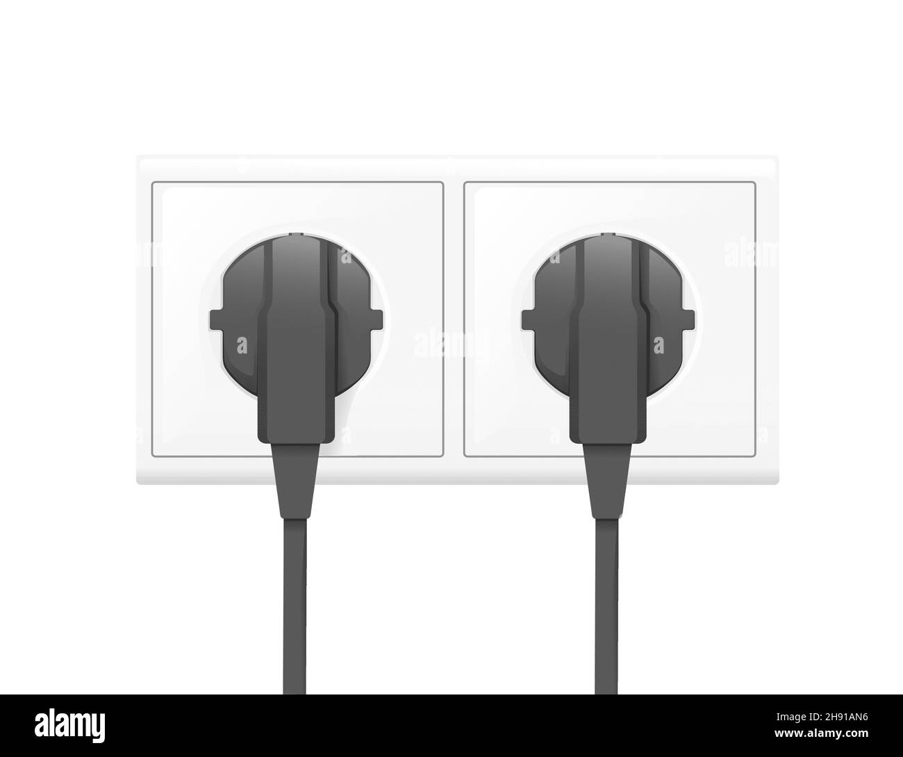 Black power plug and white wall socket european type of plug C vector ...