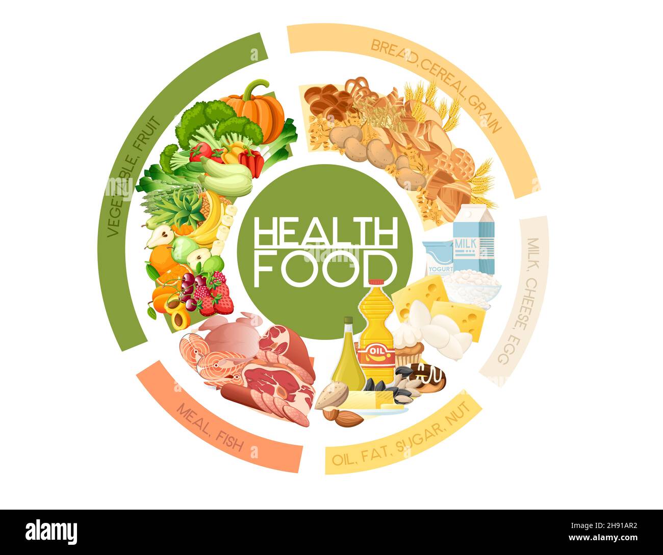 Categories of Healthy eating types of food vector illustration on white ...