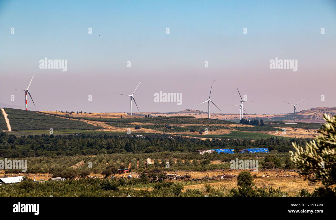 Wind turbines on a sunny morning Stock Photo - Alamy