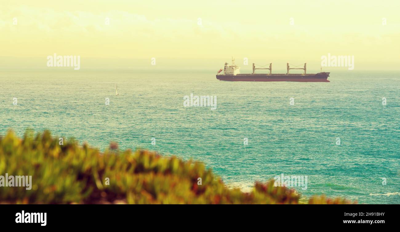 Beautiful view of a ship on a sea Stock Photo - Alamy