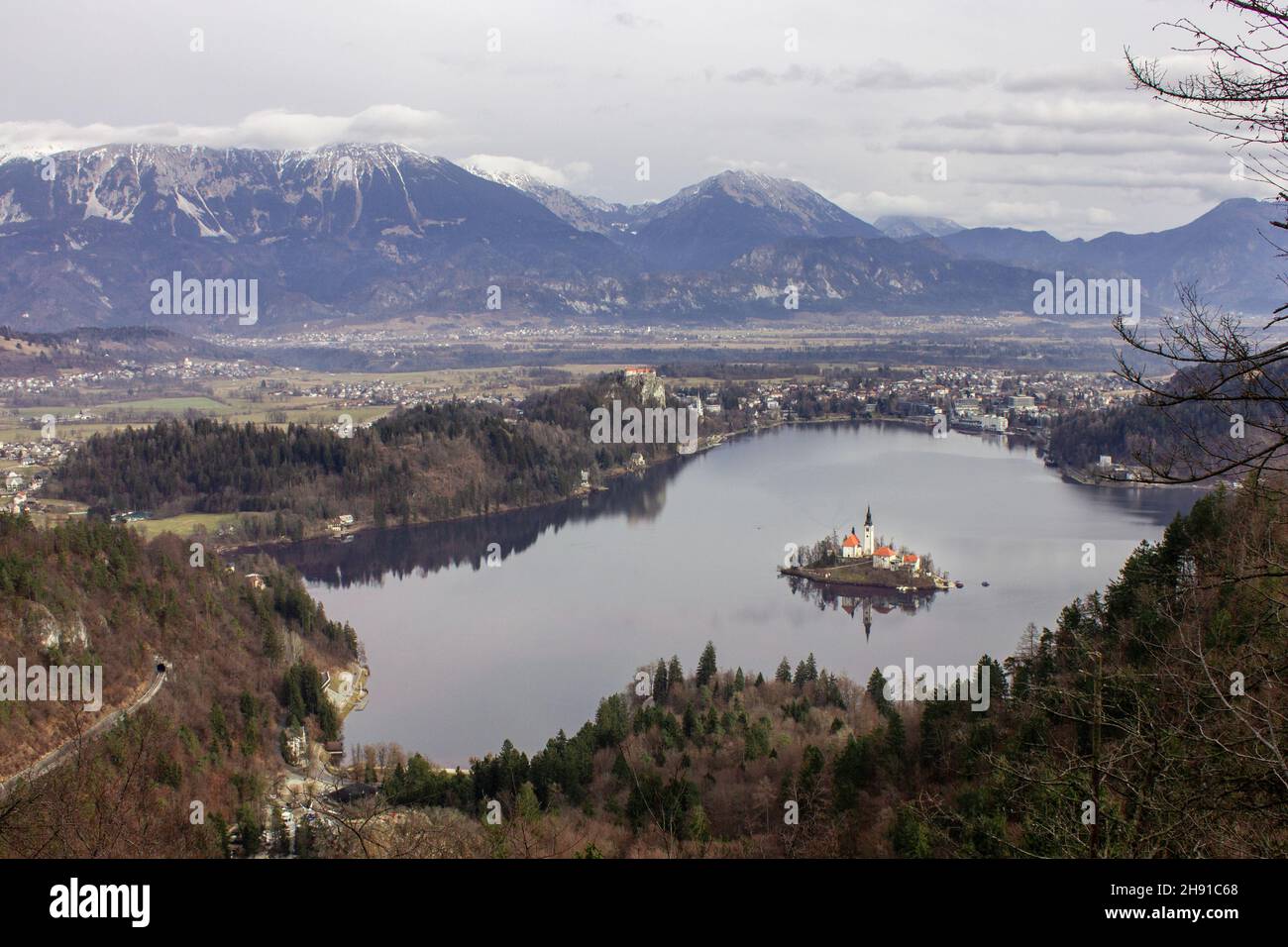 Aerial view of Lake Bled in Slovenia Stock Photo - Alamy