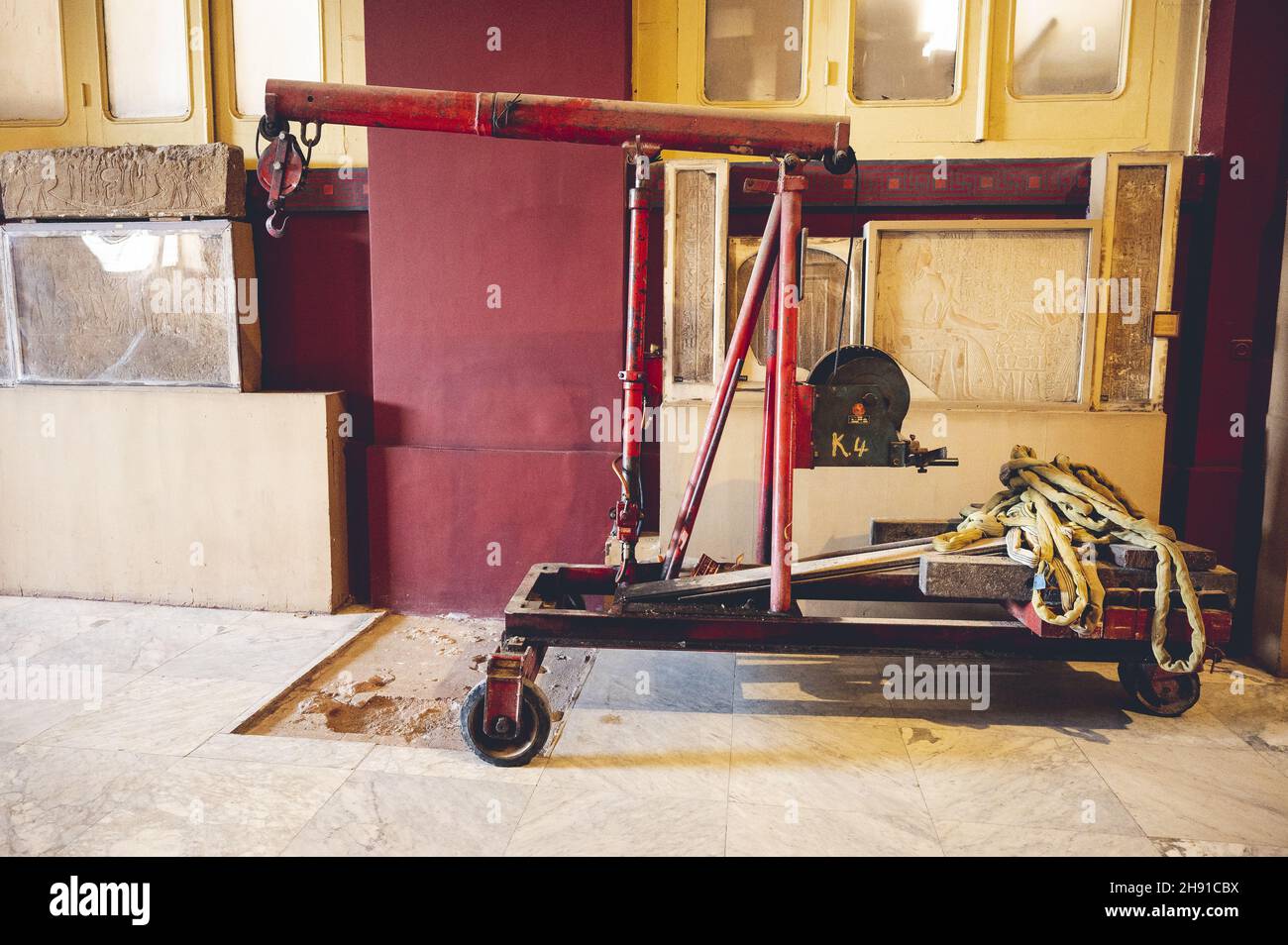 Crane for stone lifting in an Egyptian museum Stock Photo - Alamy