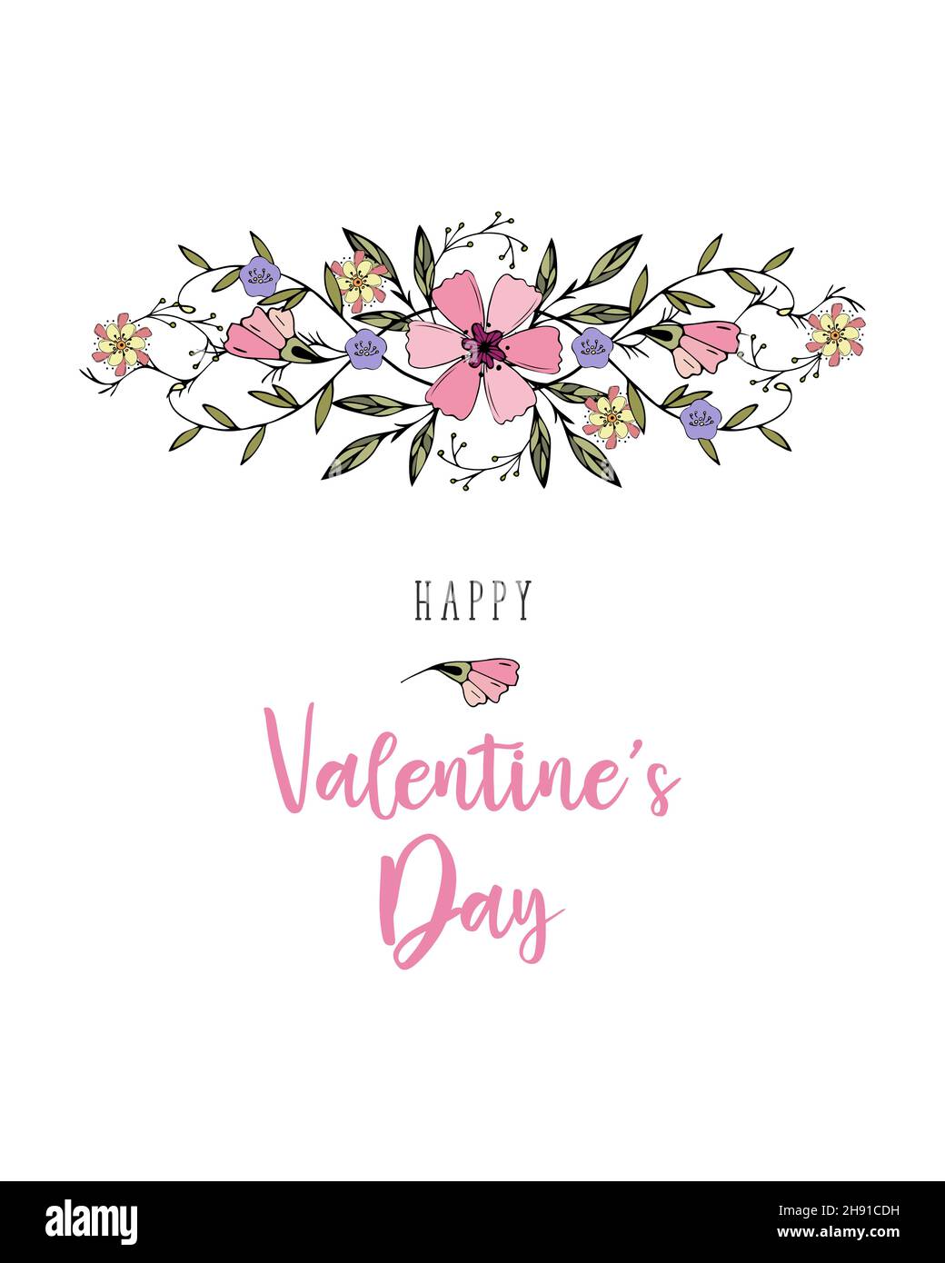 Happy Valentines Day Greeting card with the inscription, heart, love ...