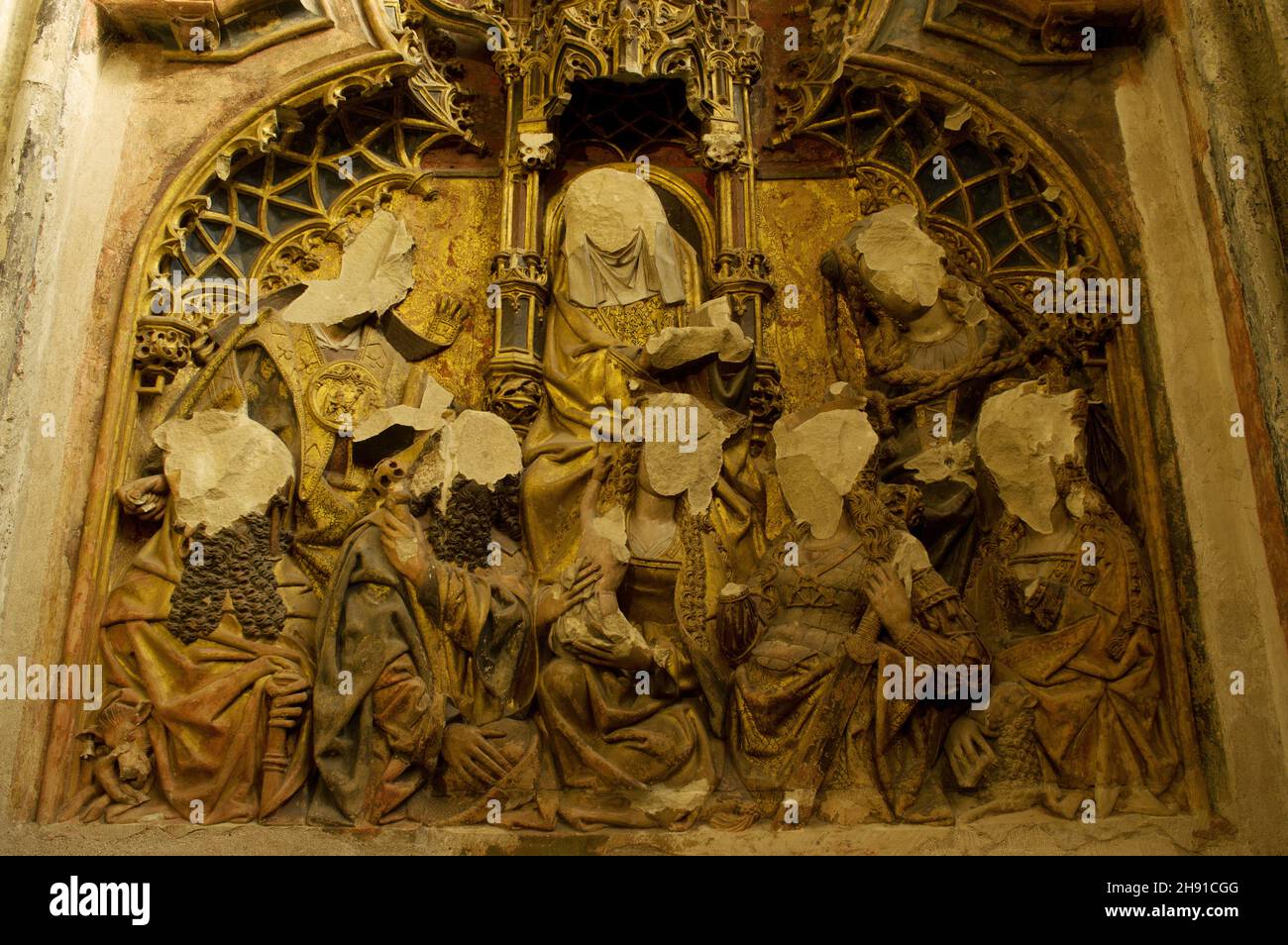 Statues from the iconoclasm without heads in the Dom church in Utrecht ...