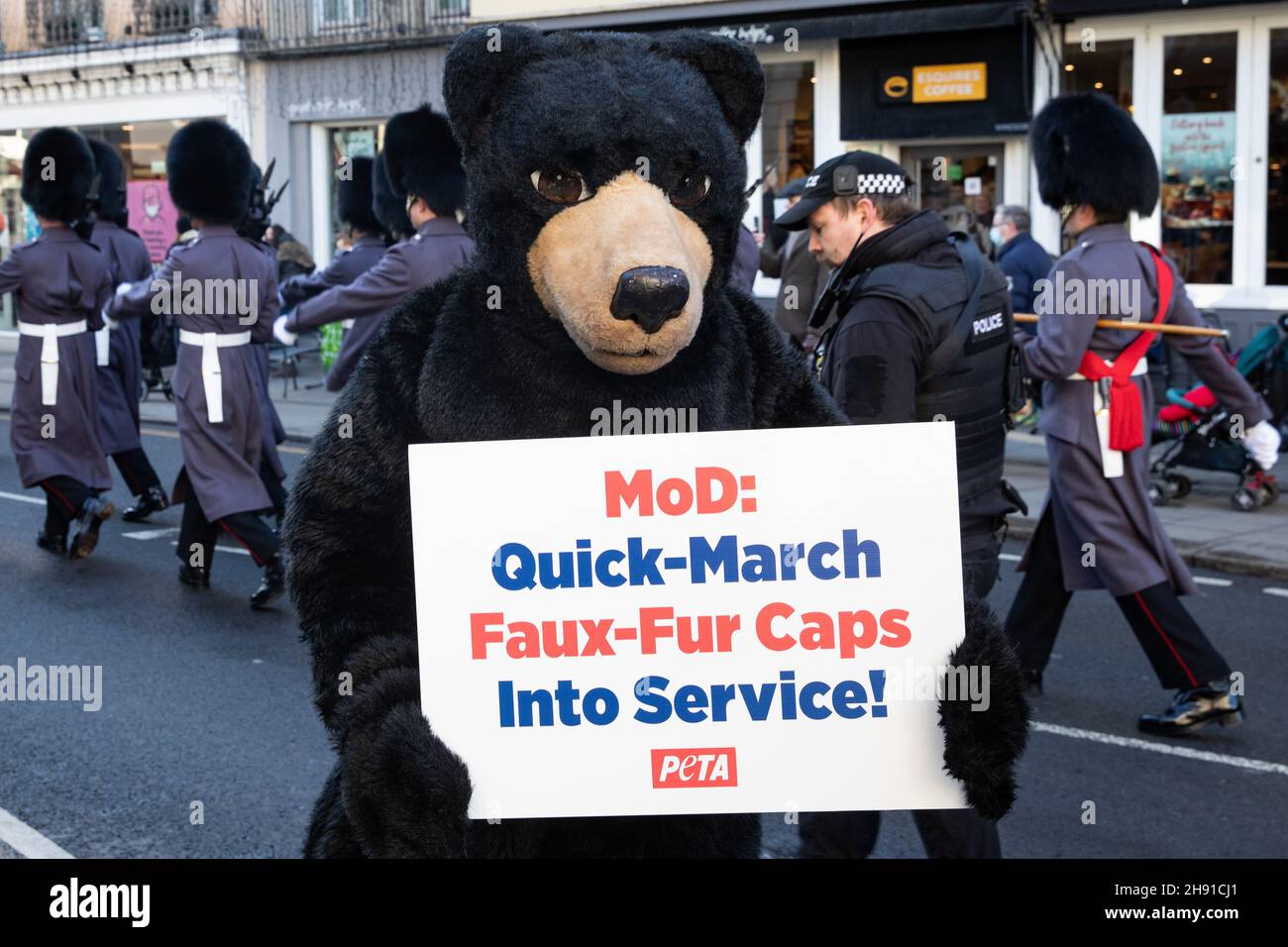 Windsor, UK. 2nd December, 2021. PETA's 'bear' is pictured during the ...