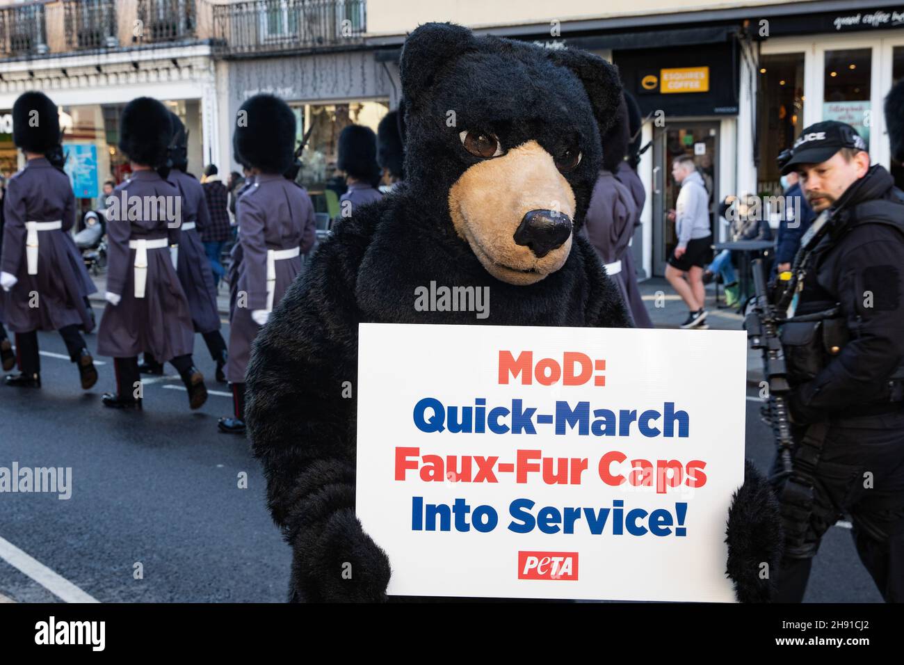 Windsor, UK. 2nd December, 2021. PETA's 'bear' is pictured during the ...