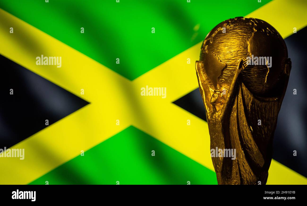 October 6, 2021, Kingston, Jamaica. FIFA World Cup on the background of ...