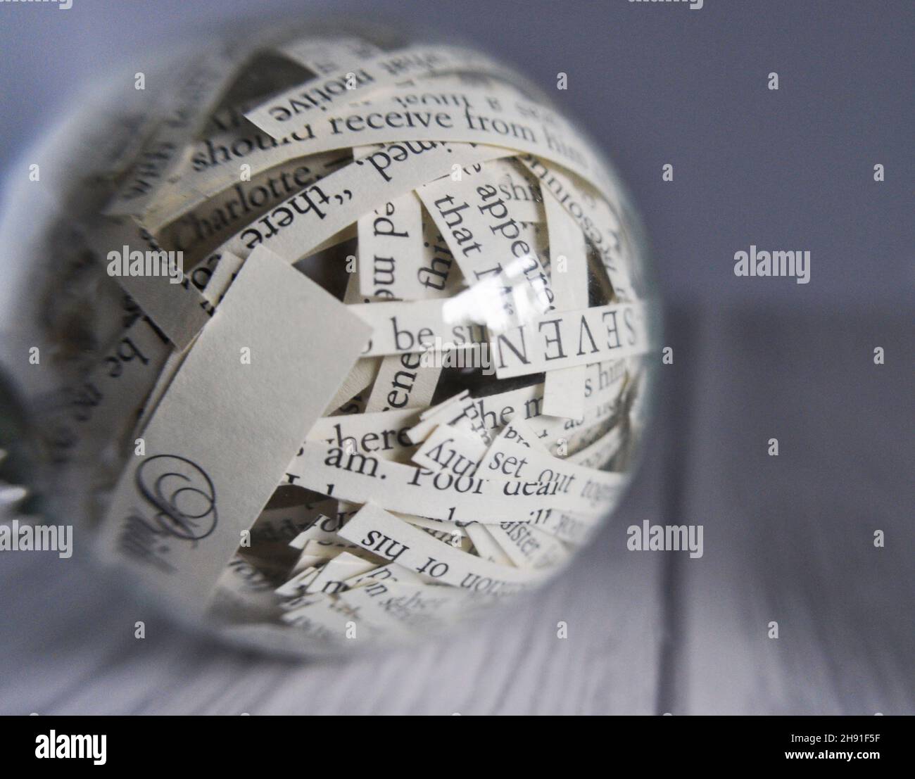 Christmas bauble with cut up strips of Jane Austen's Pride and ...