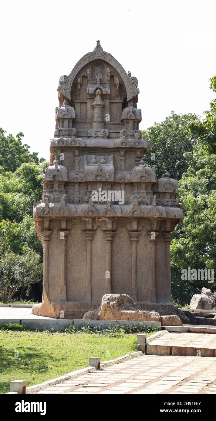 Temple carved in stone on the ground. And there are many sculptures in ...