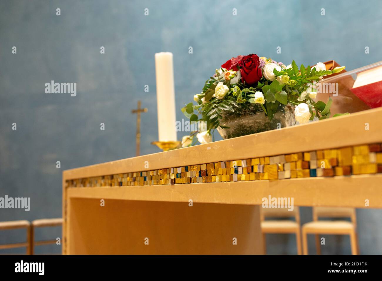 Altar detail inside the Northern Lights Cathedral - Alta Church Stock ...