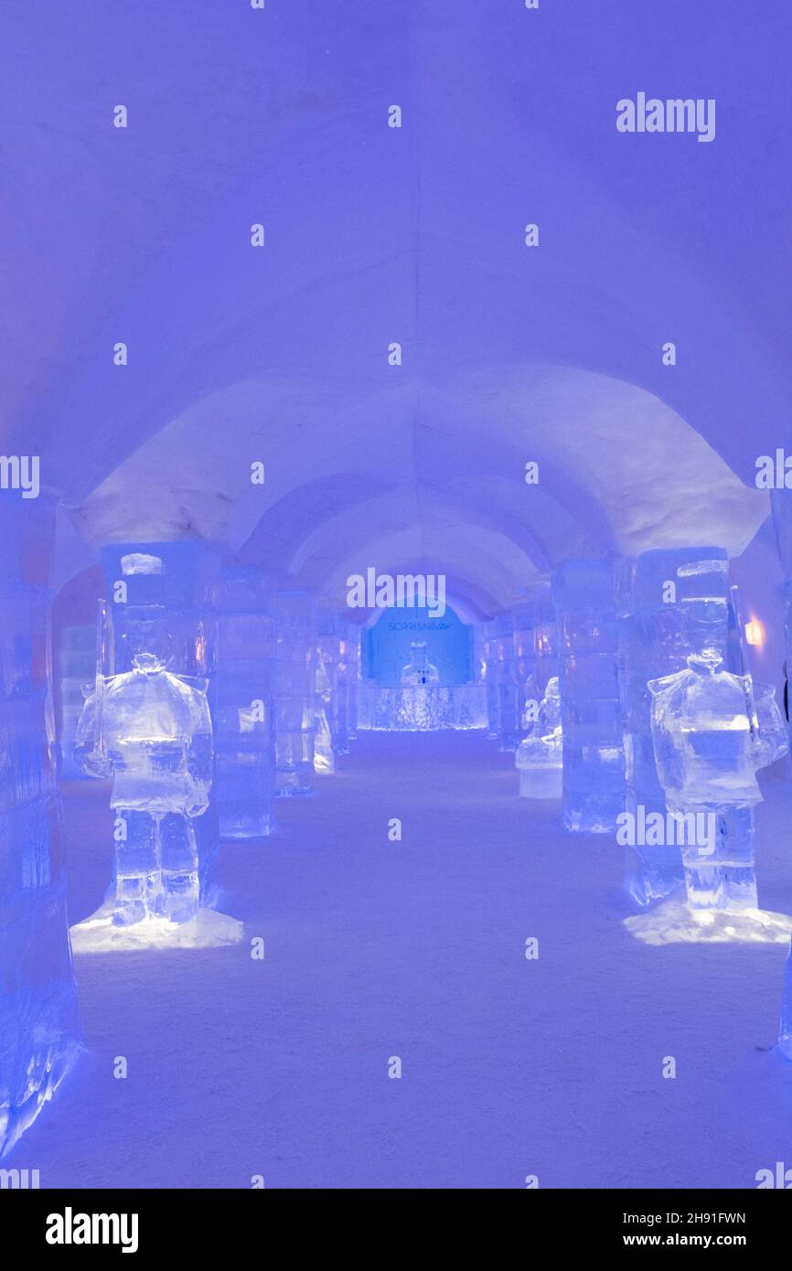 Ice Carvings in the Entrance Hallway of the Sorrisniva Igloo Hotel ...