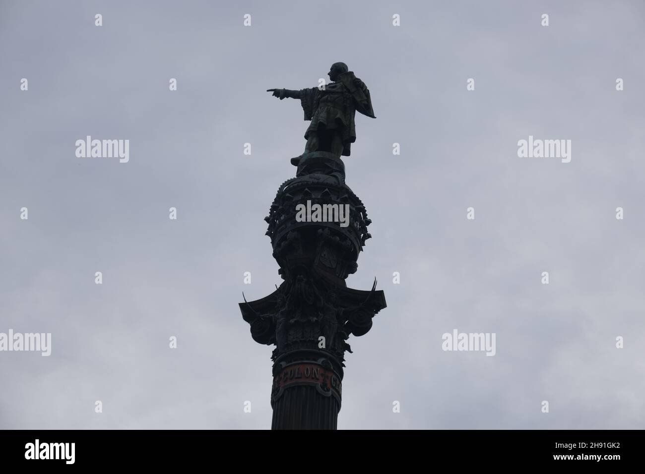 Monument a Colom or Columbus Monument at La Rambla, Barcelona ...