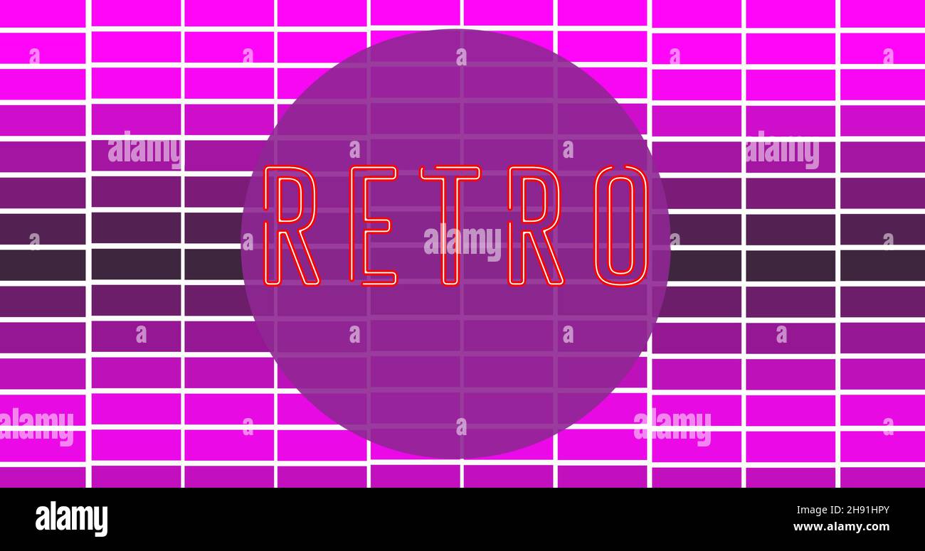 Vector image of retro text with grid pattern and copy space on pink ...
