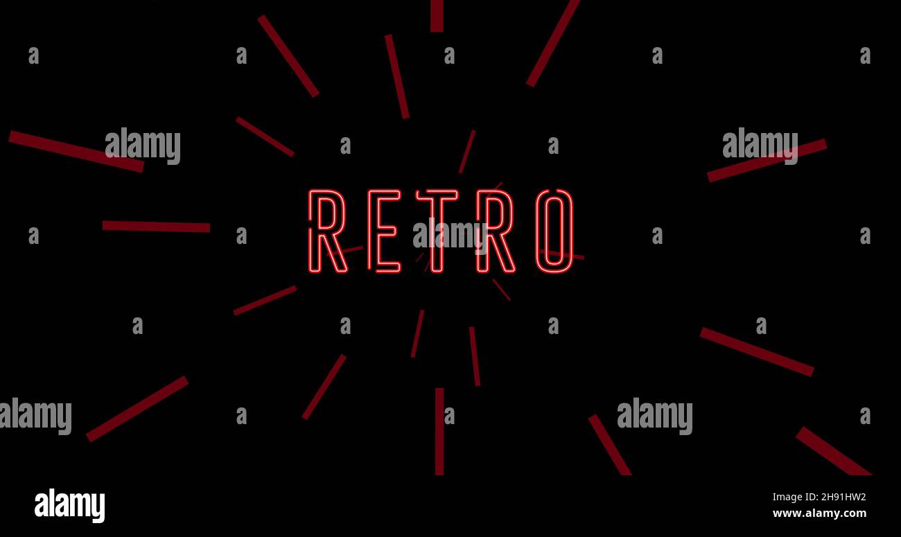 Vector image of retro text with copy space against black background ...