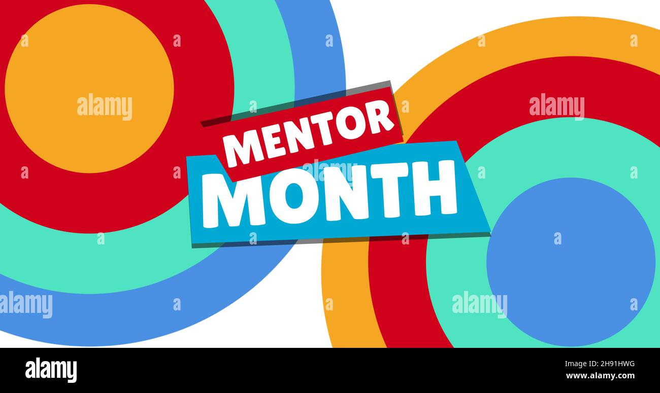 Vector image of mentor month text with copy space and colorful pattern ...