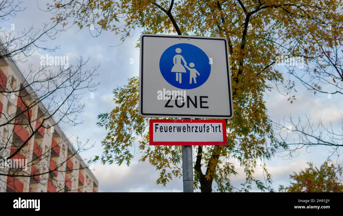 traffic sign for pedestrian zone in germany Stock Photo - Alamy