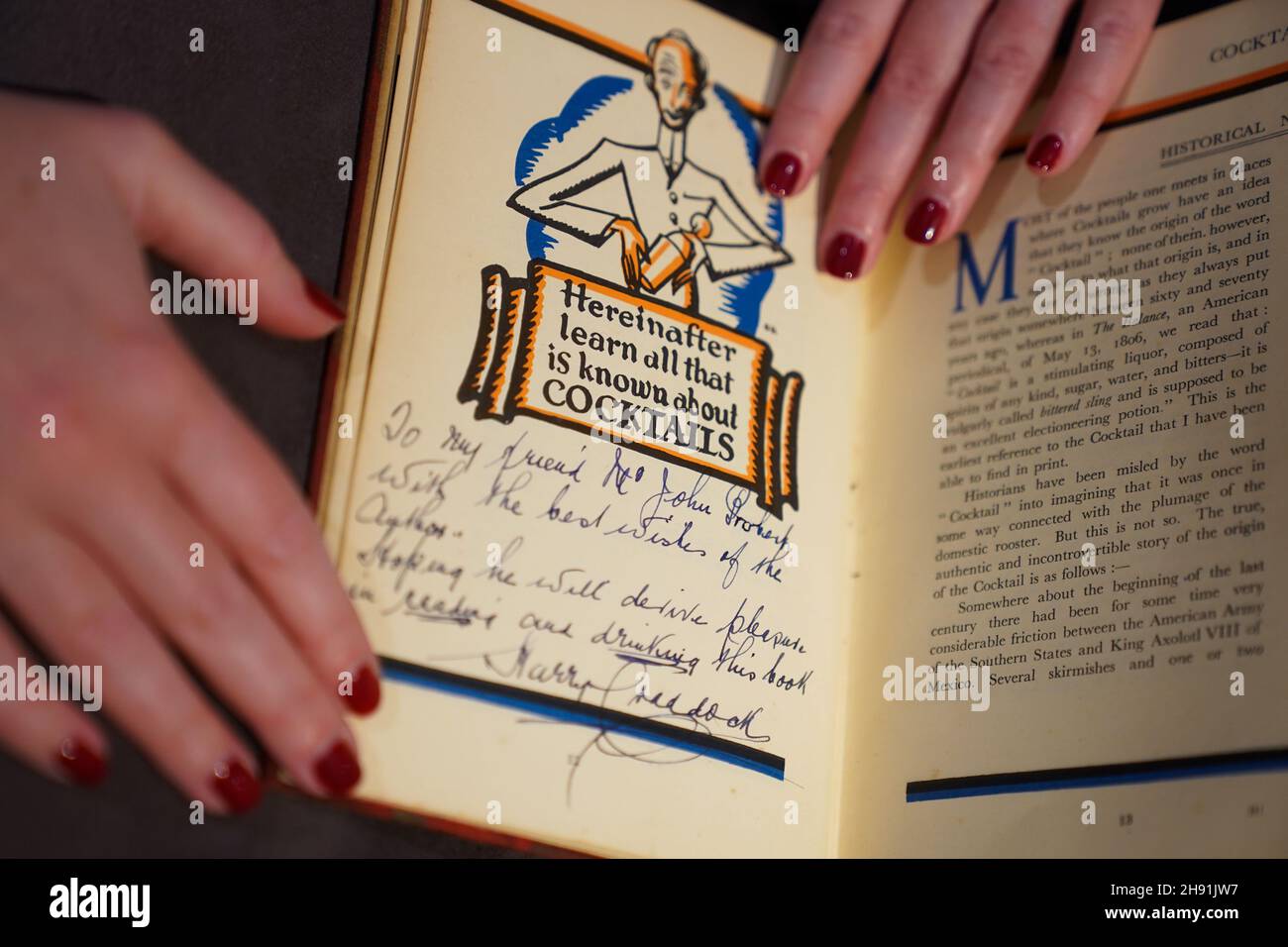 A gallery assistant with the Savoy Cocktail Book, Harry Craddock (1876 ...