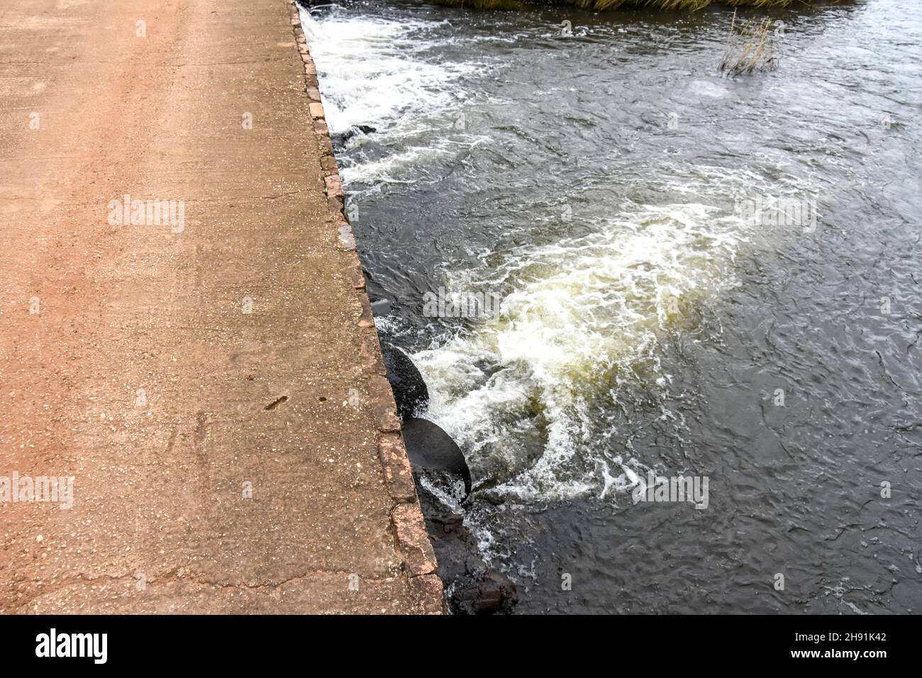 A view from a concrete bridge near the Wilge River in the vicinity of ...