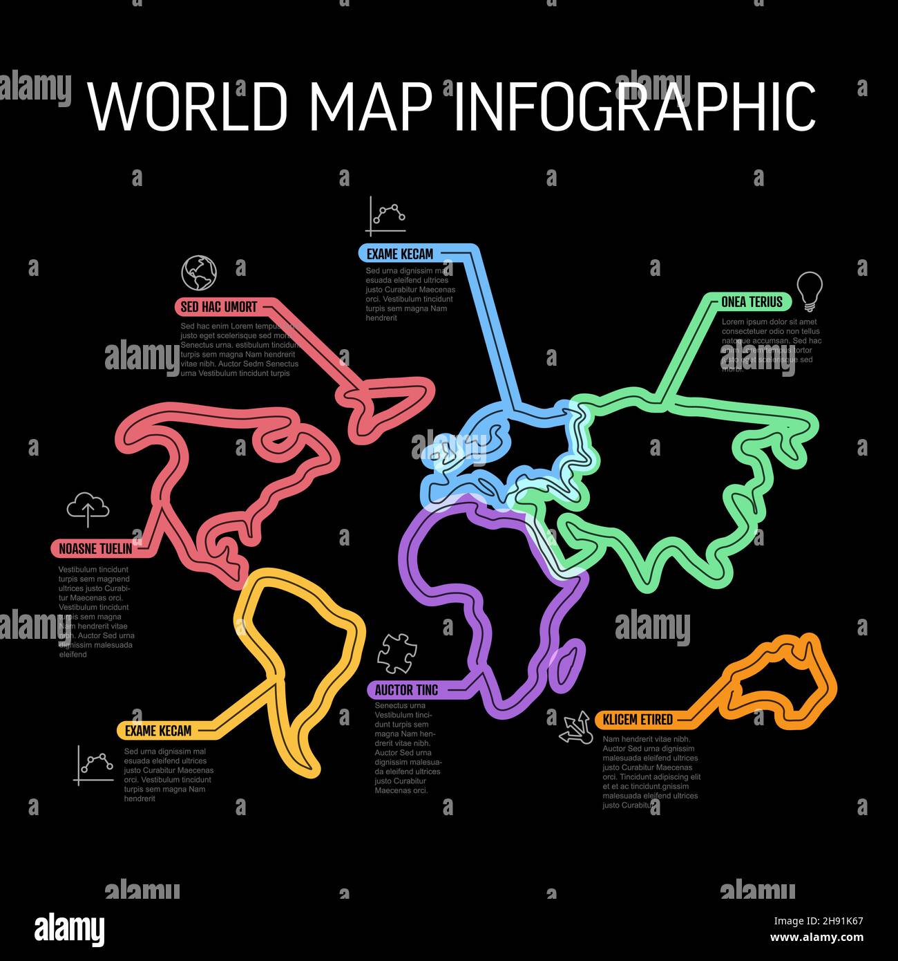 Vector world map Infographic report template made from thick marker ...