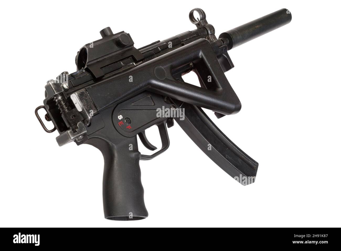 Famous weapon - german submachine gun MP5 with silencer isolated on ...