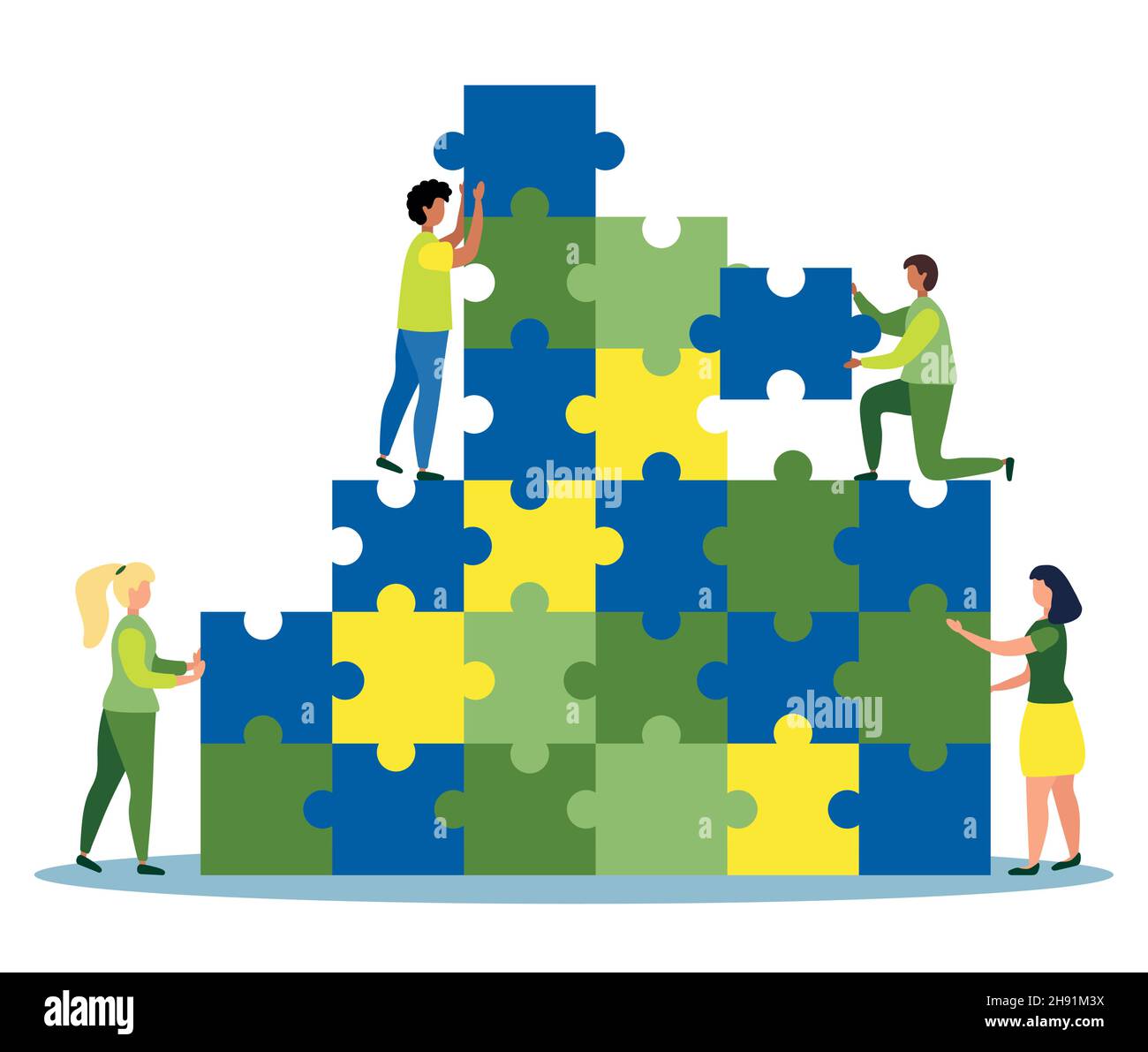 Business concept. Team metaphor. people connecting puzzle elements ...