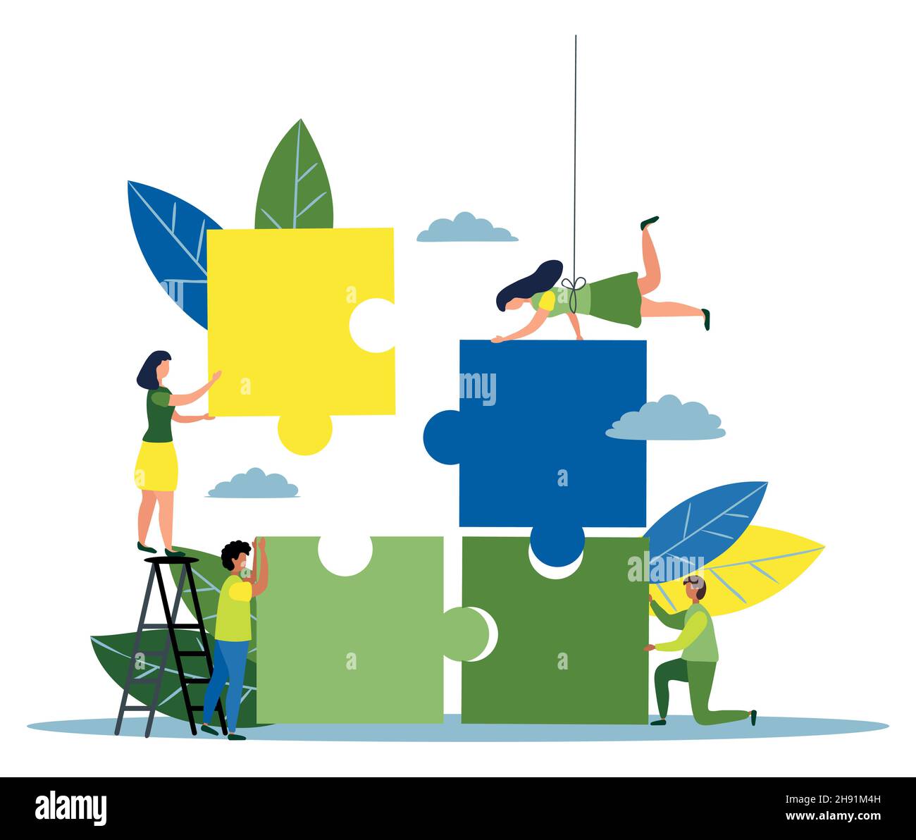Business concept. Team metaphor. people connecting puzzle elements ...