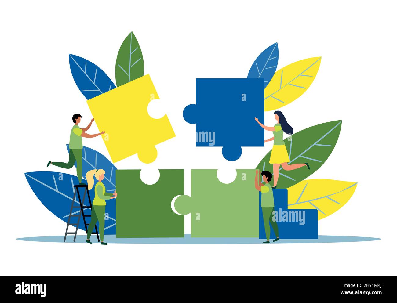 Business concept. Team metaphor. people connecting puzzle elements ...
