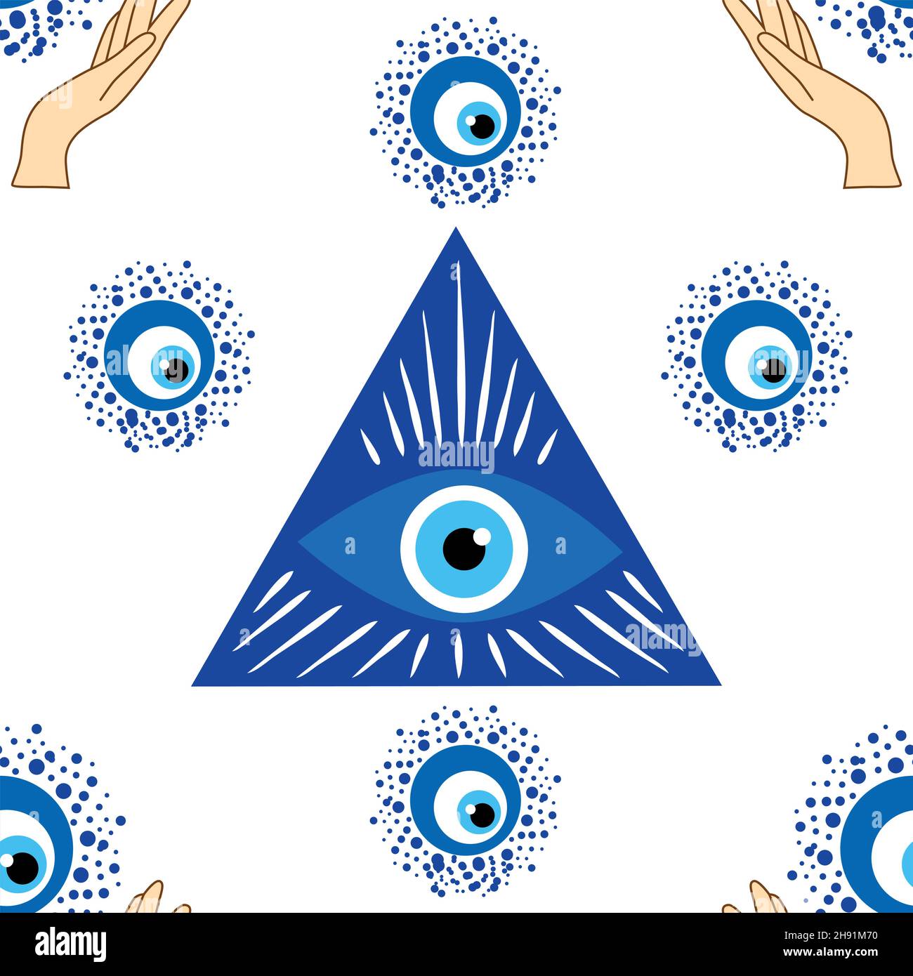 Evil eye seamless pattern. Magic, witchcraft, occult symbol. Hamsa eye ...