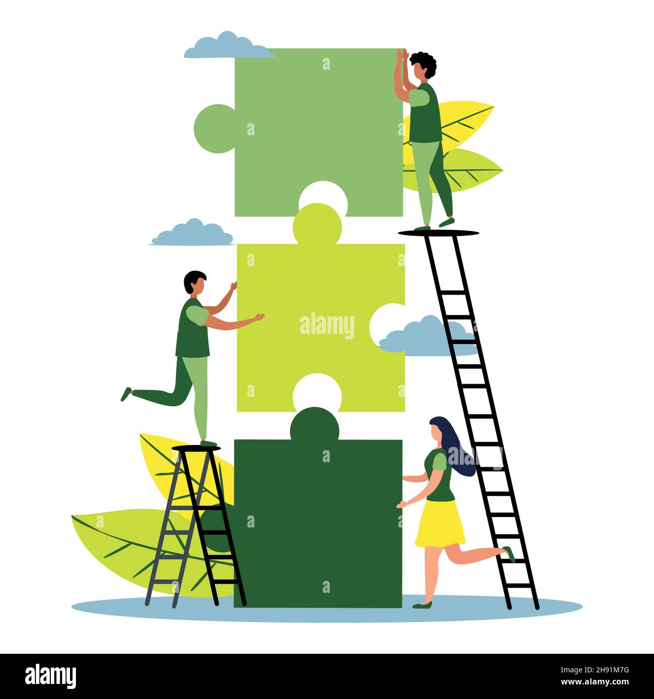 Business concept. Team metaphor. people connecting puzzle elements ...