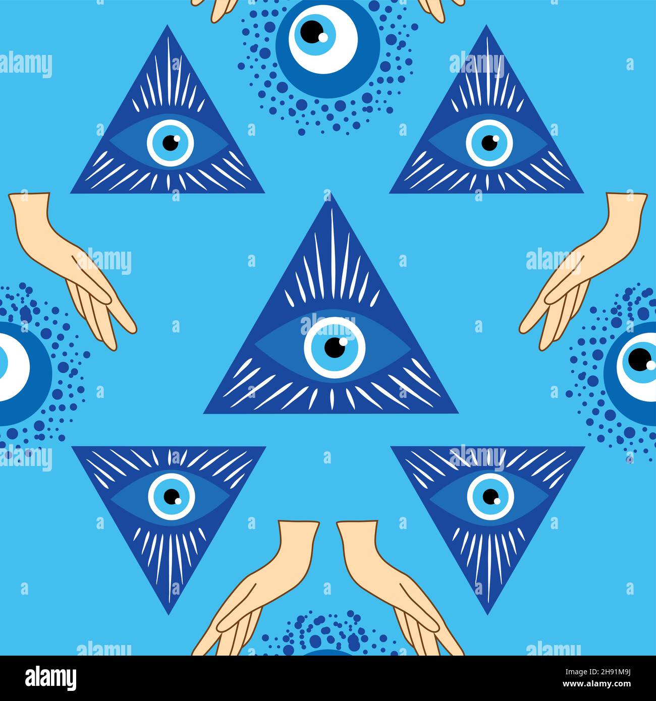 Evil eye seamless pattern. Magic, witchcraft, occult symbol. Hamsa eye ...