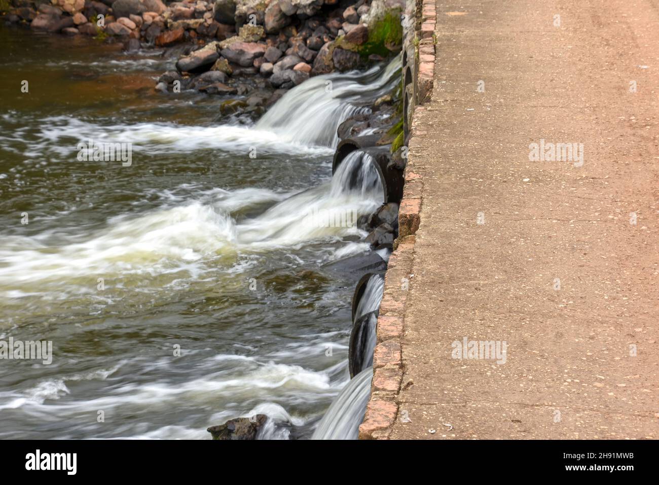A view from a concrete bridge near the Wilge River in the vicinity of ...