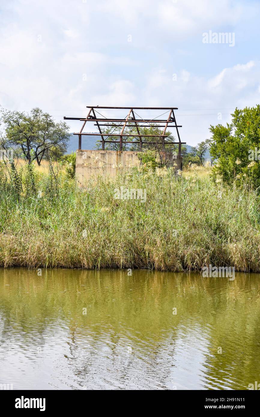 An old barn with metal structure near the Wilge River in the vicinity ...