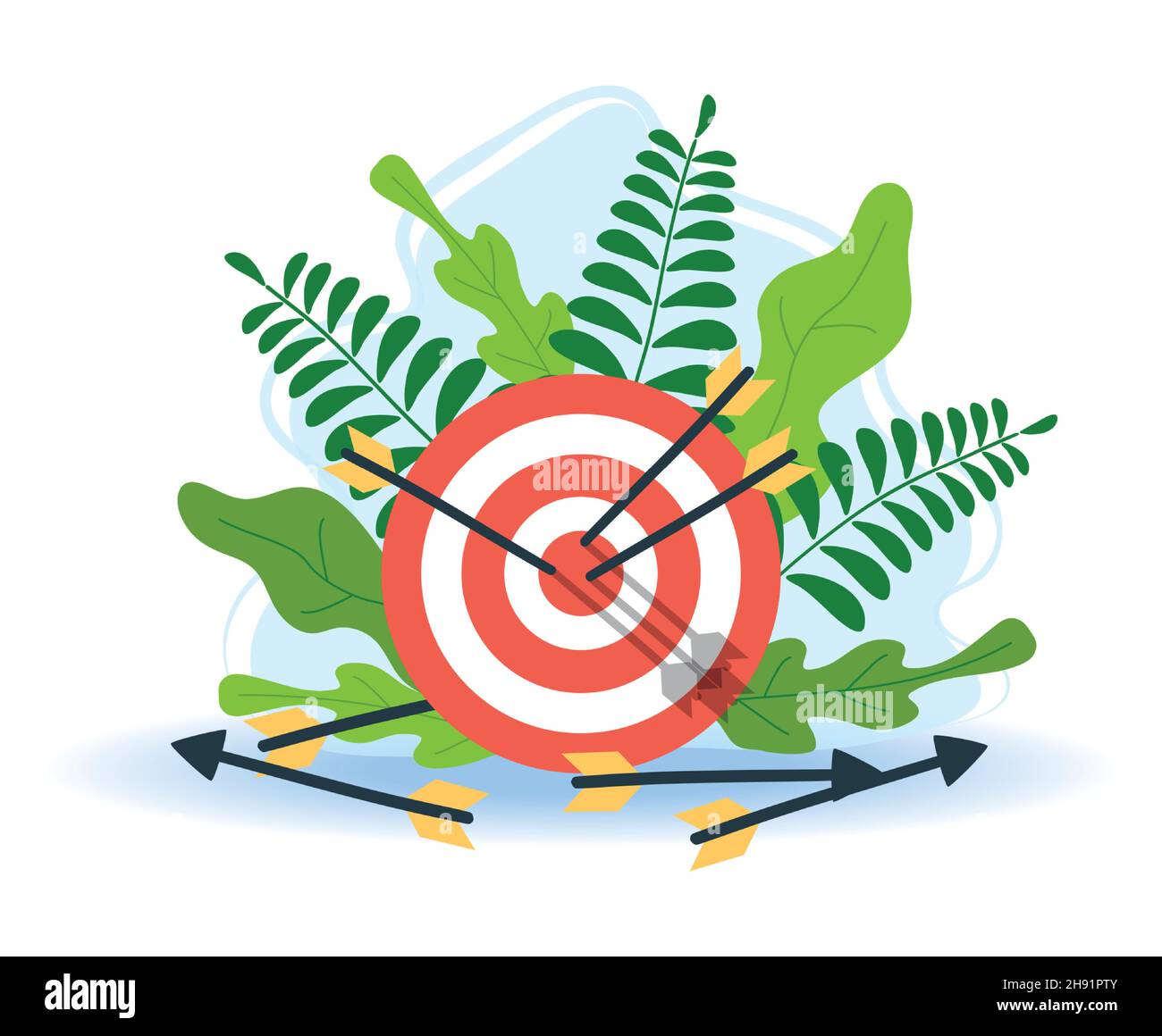 Business concept illustration, Target with an arrow, hit the target ...