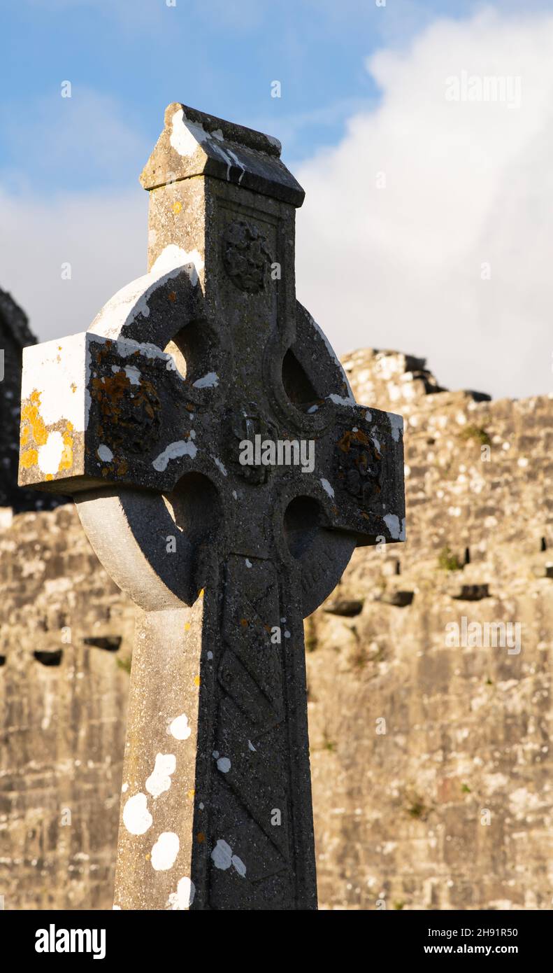 Celtic crosses mounted on cemeteries in Ireland Stock Photo - Alamy